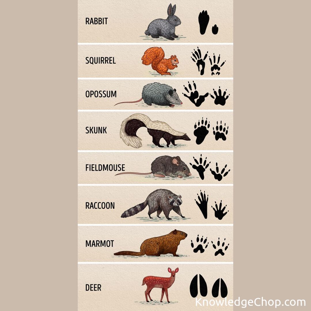 Animal foot prints | 🥷 Knowledge Ninja
