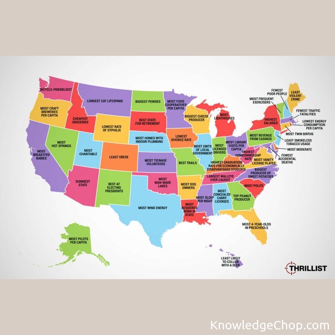 What each state has the most of compared to other states. | 🥷 Knowledge ...